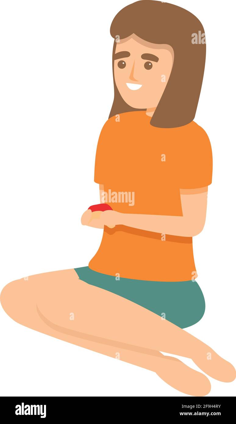 Girl play videogame icon. Cartoon of Girl play videogame vector icon ...