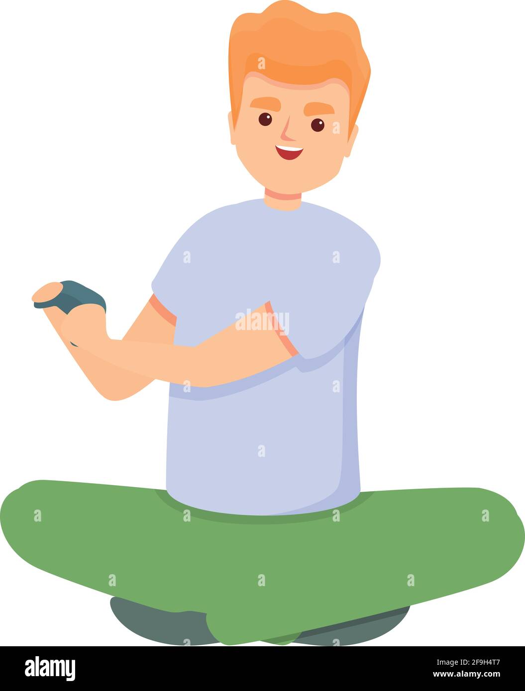 Smiling boy play video games icon. Cartoon of Smiling boy play video ...