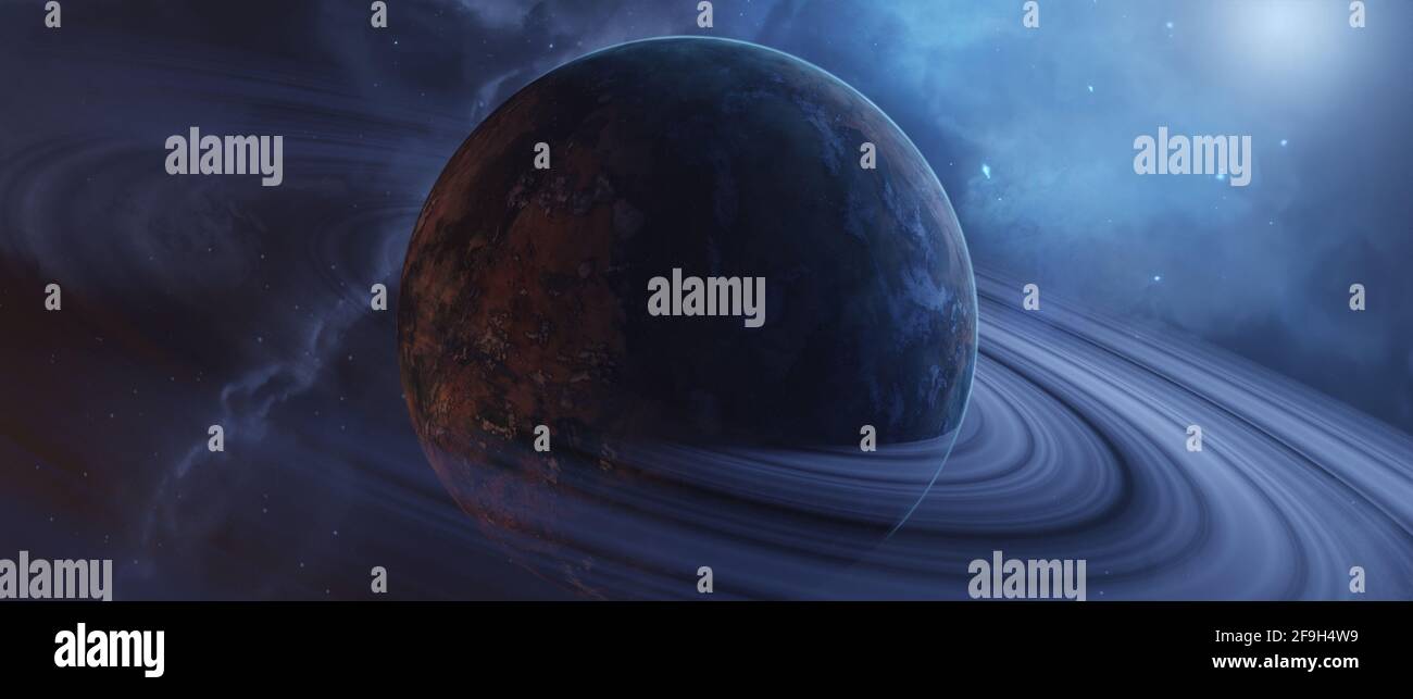 Panoramic view of planets 3D rendering.Elements of this image are ...