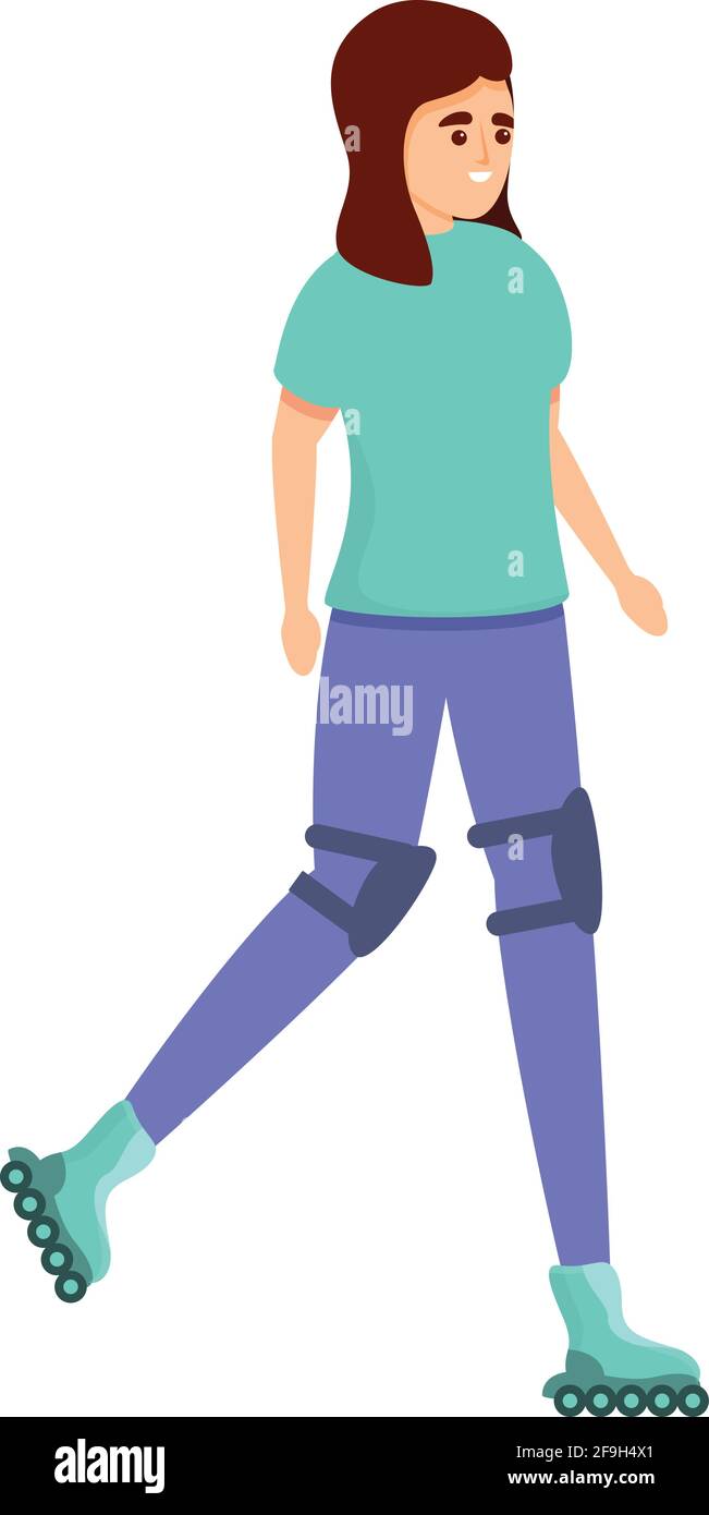 Girl rollerblading activity icon. Cartoon of Girl rollerblading ...