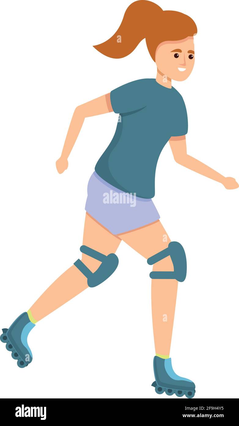 Fast girl rollerblading icon. Cartoon of Fast girl rollerblading vector ...