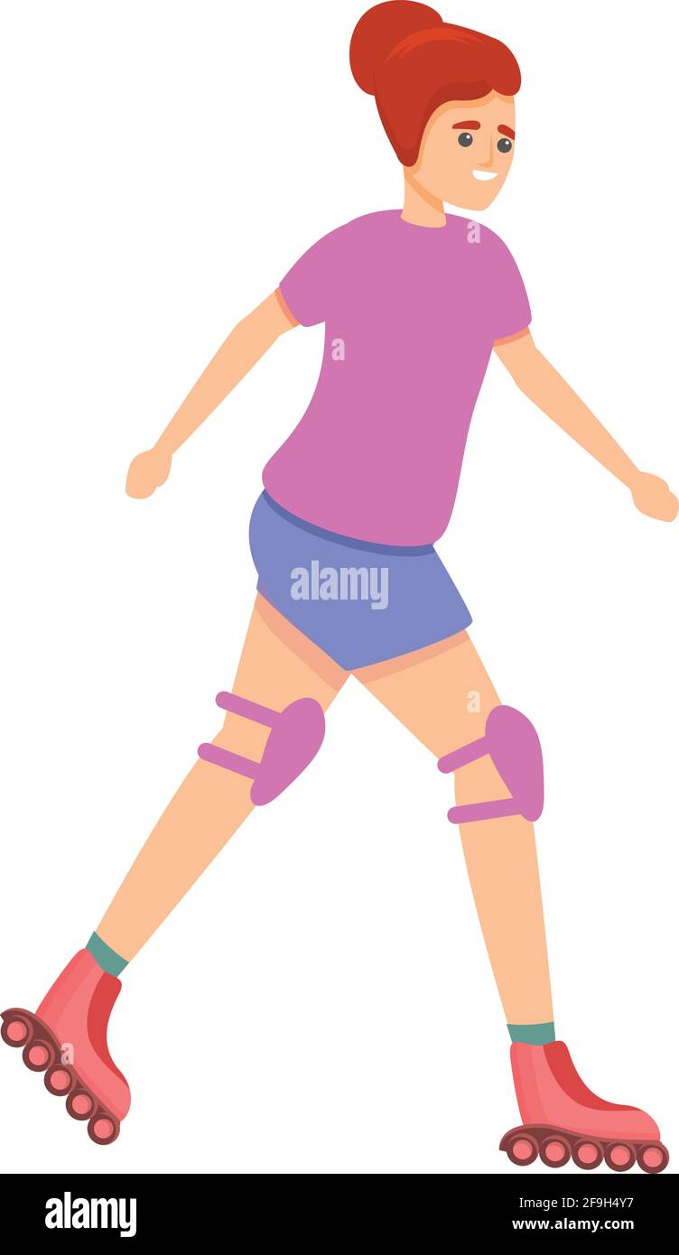 Woman rollerblading icon. Cartoon of Woman rollerblading vector icon ...