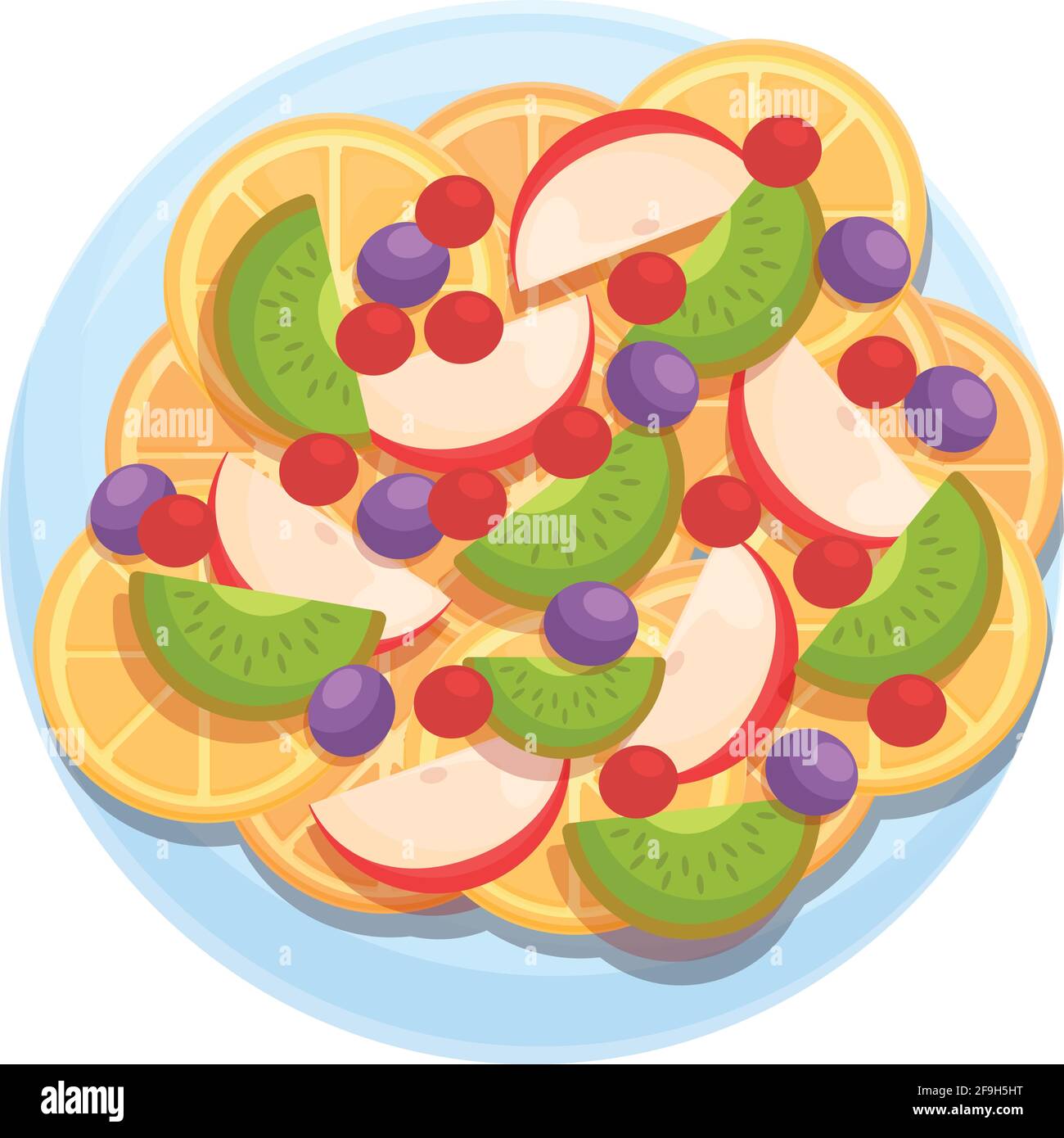 Top view fruit salad icon. Cartoon of Top view fruit salad vector icon ...