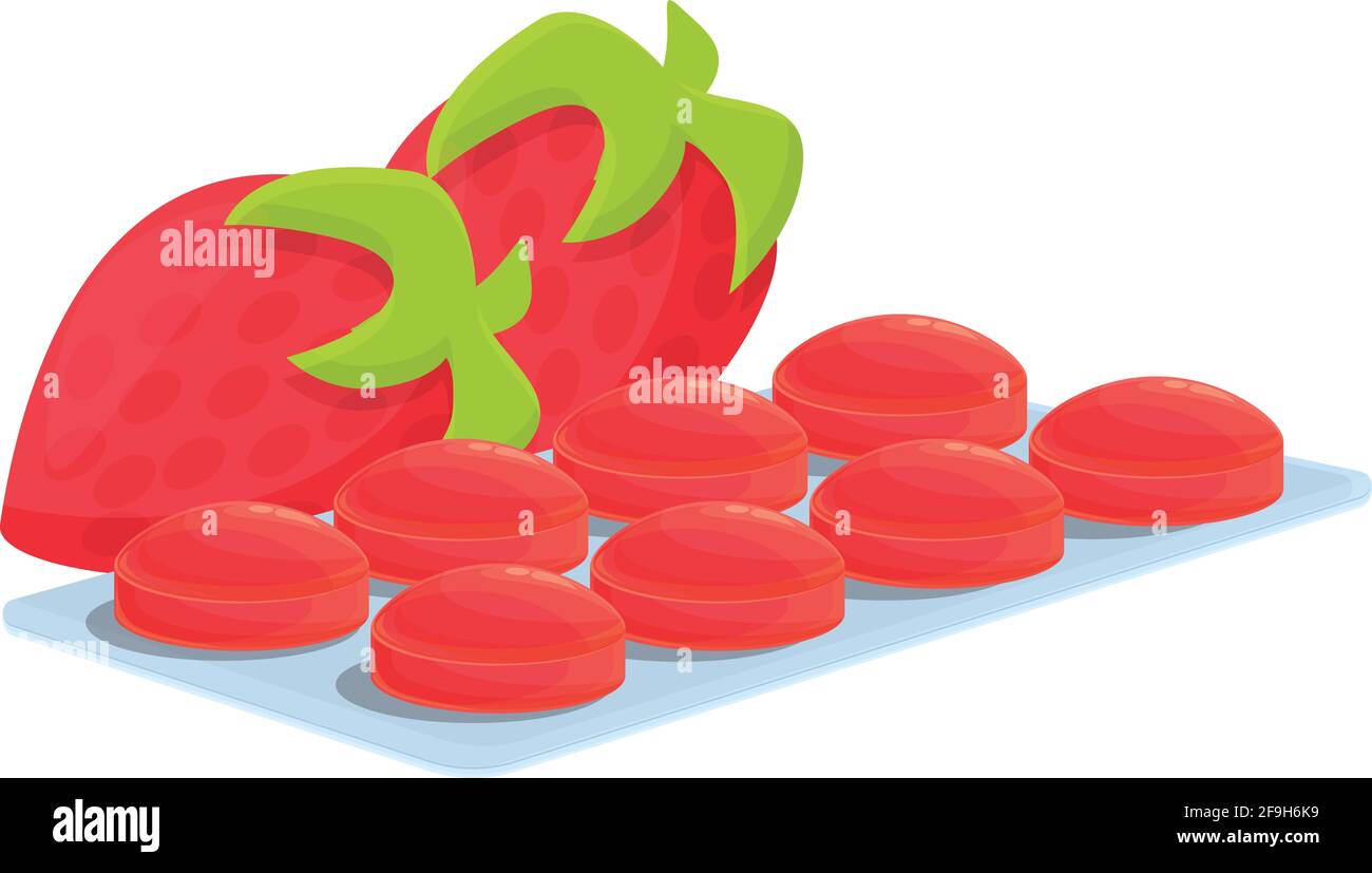 Strawberry cough drops icon. Cartoon of Strawberry cough drops vector ...