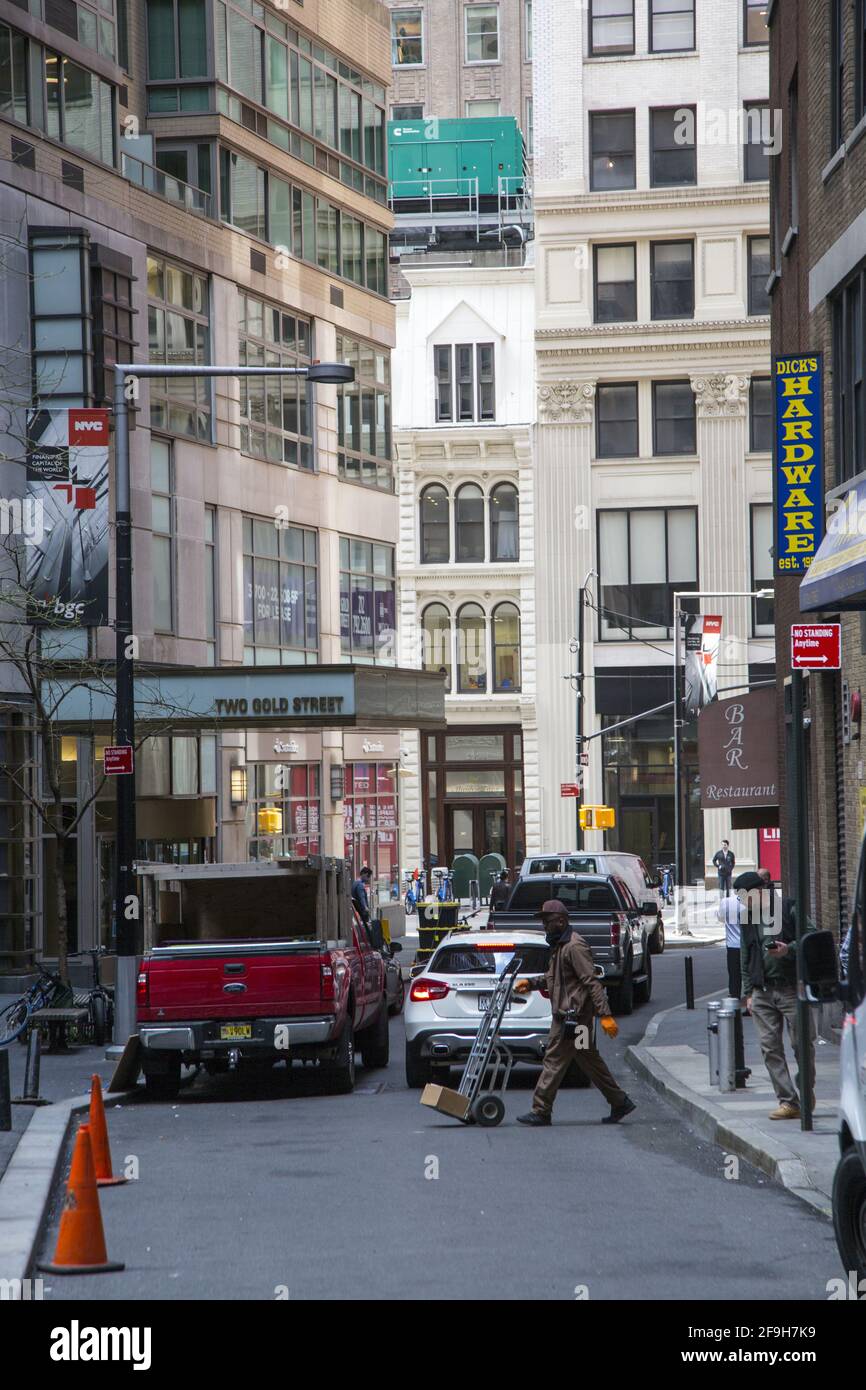 Gold Street, Financial District, lower Manhattan, New York City Stock ...