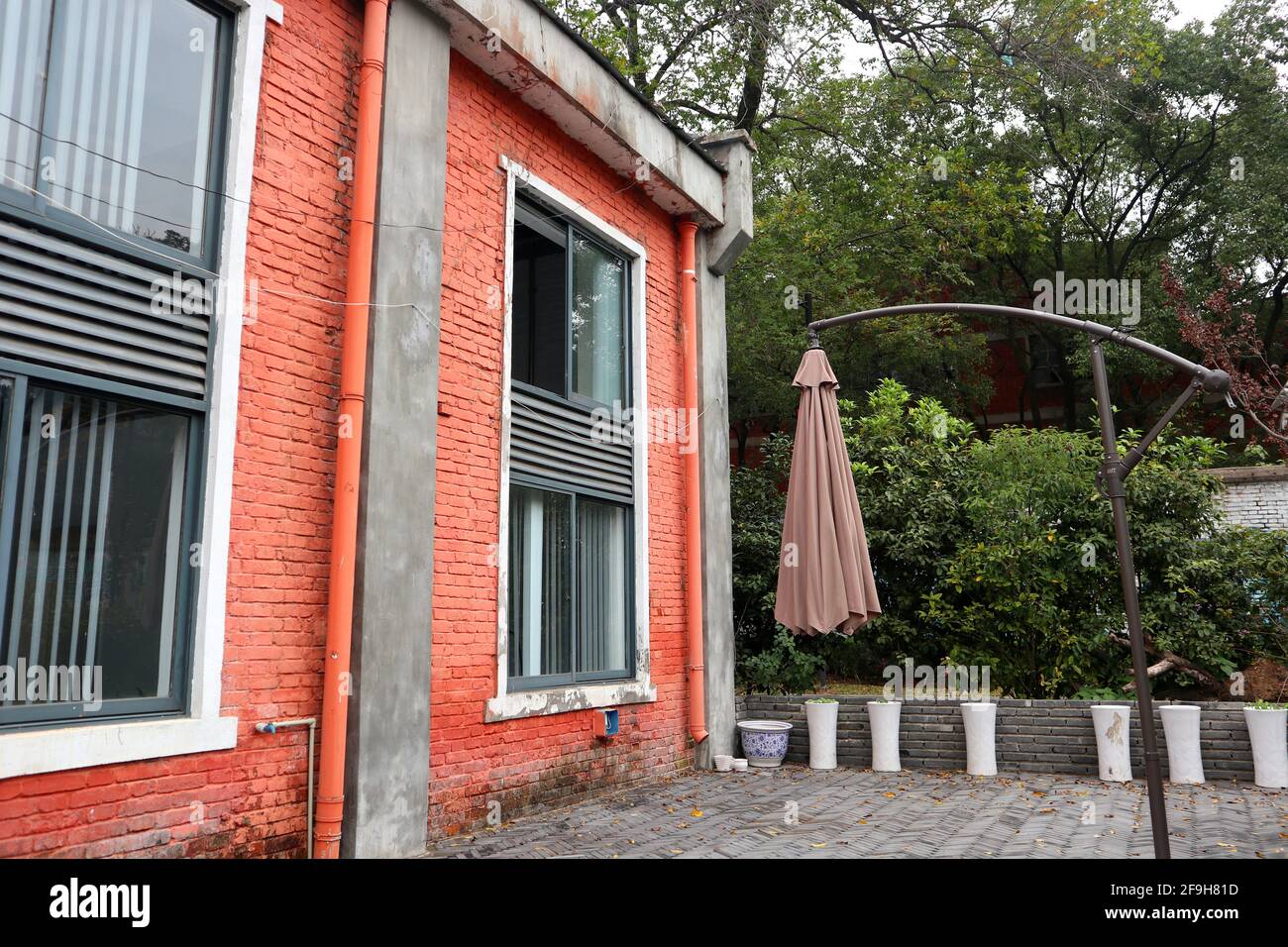 This is a red house of an old factory Stock Photo - Alamy
