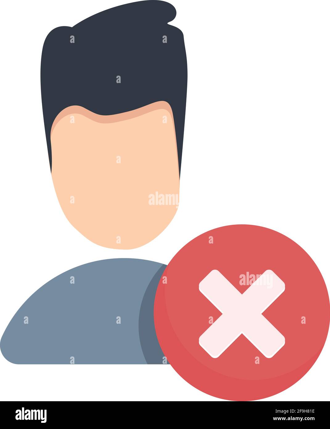 Delete young user icon. Cartoon of Delete young user vector icon for ...