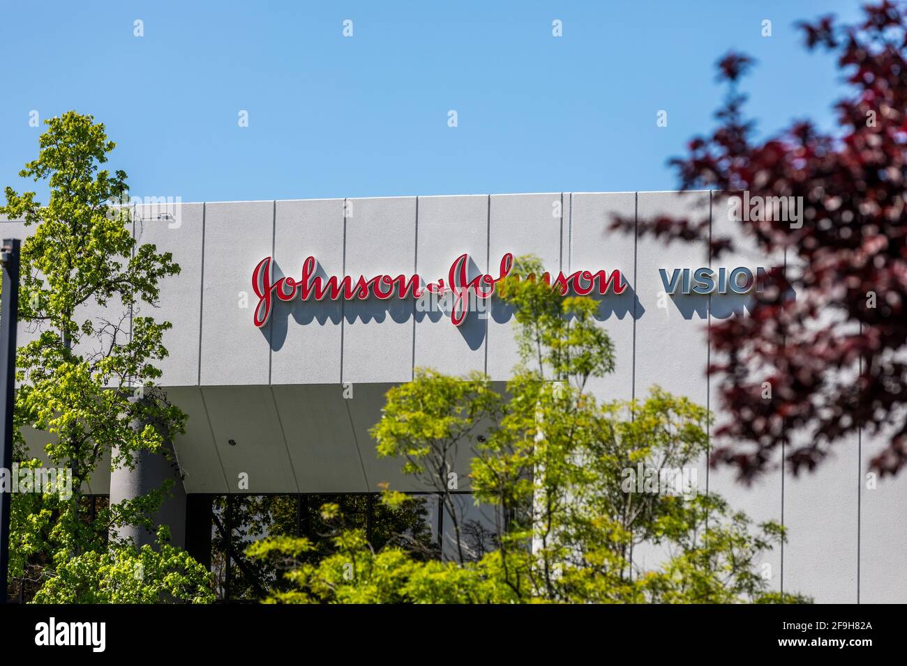 Johnson and Johnson sign at a location in Silicon Valley California USA ...