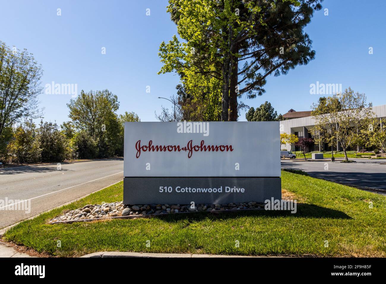 Johnson and Johnson sign at a location in Silicon Valley California USA ...