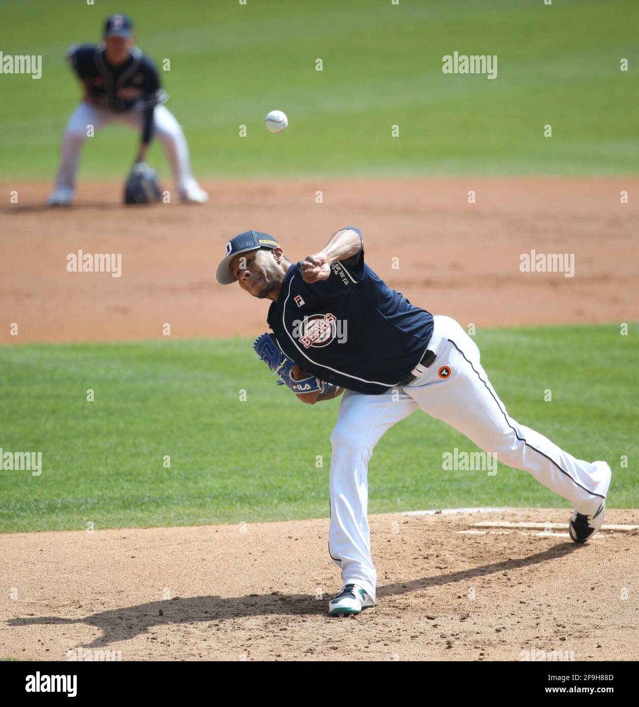 19th Apr, 2021. Doosan Bears' Ariel Miranda Ariel Miranda of Doosan ...
