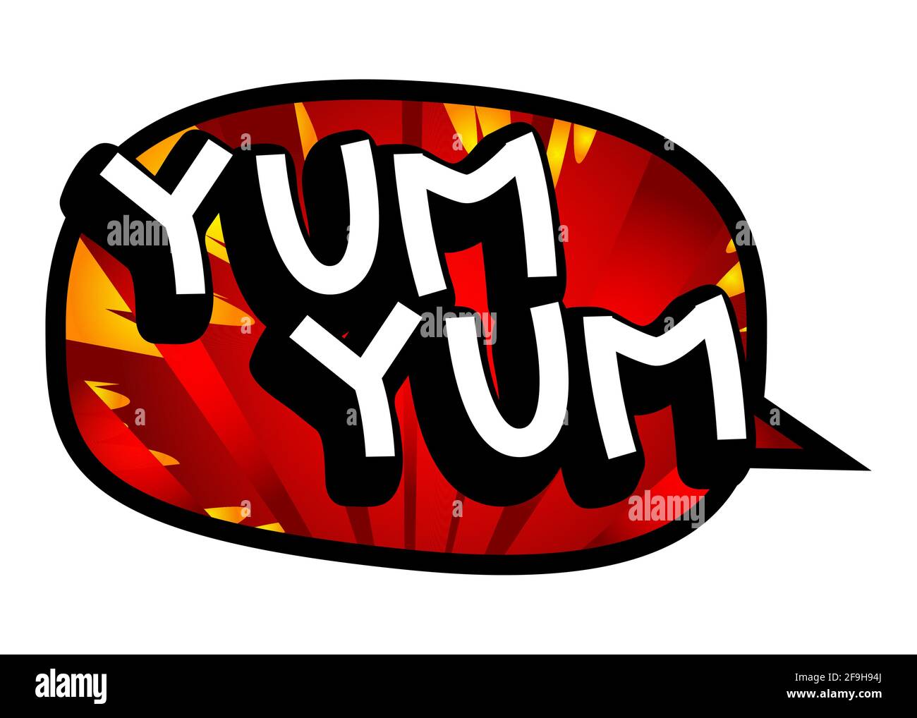 Yum Yum Comic book style text. Delicious food and tasty snack ...