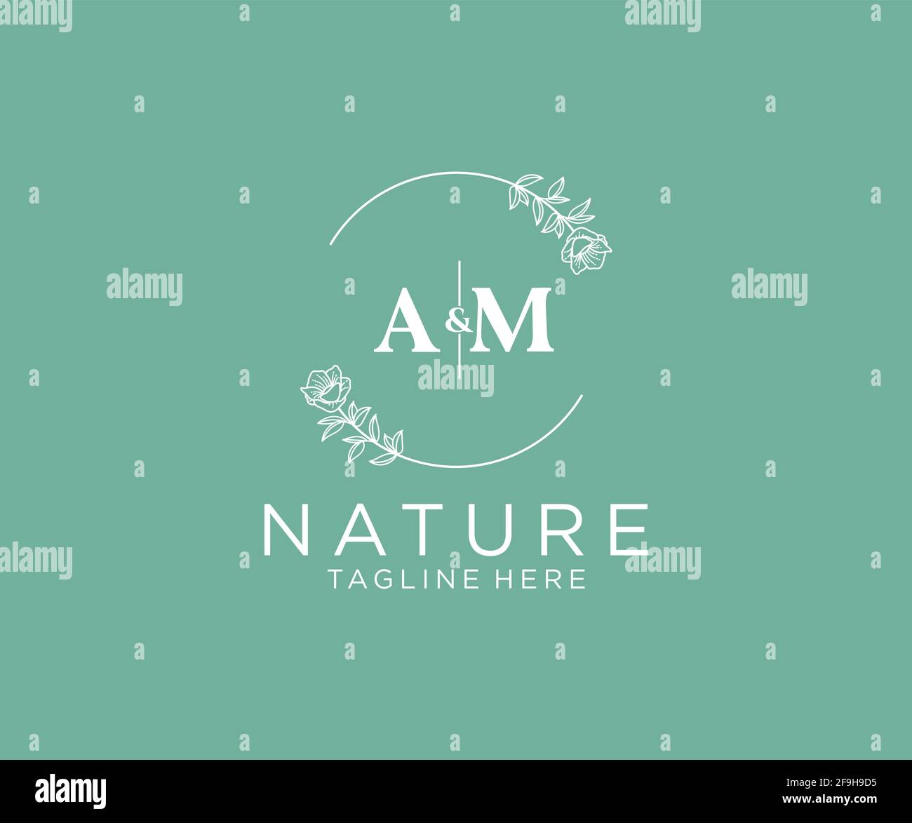 AM letters Botanical feminine logo template floral, editable premade ...