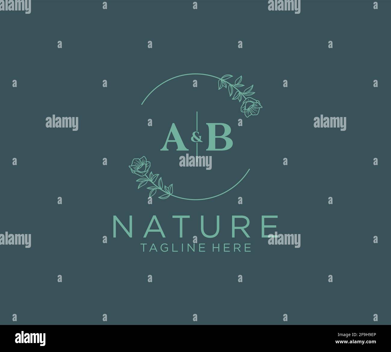 AB letters Botanical feminine logo template floral, editable premade ...