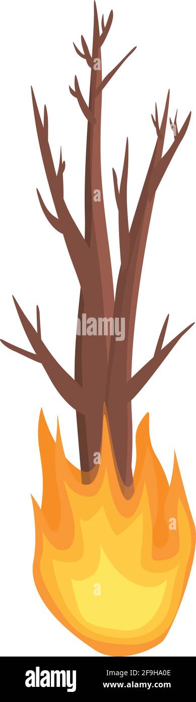 Warm tree burning icon. Cartoon of Warm tree burning vector icon for ...