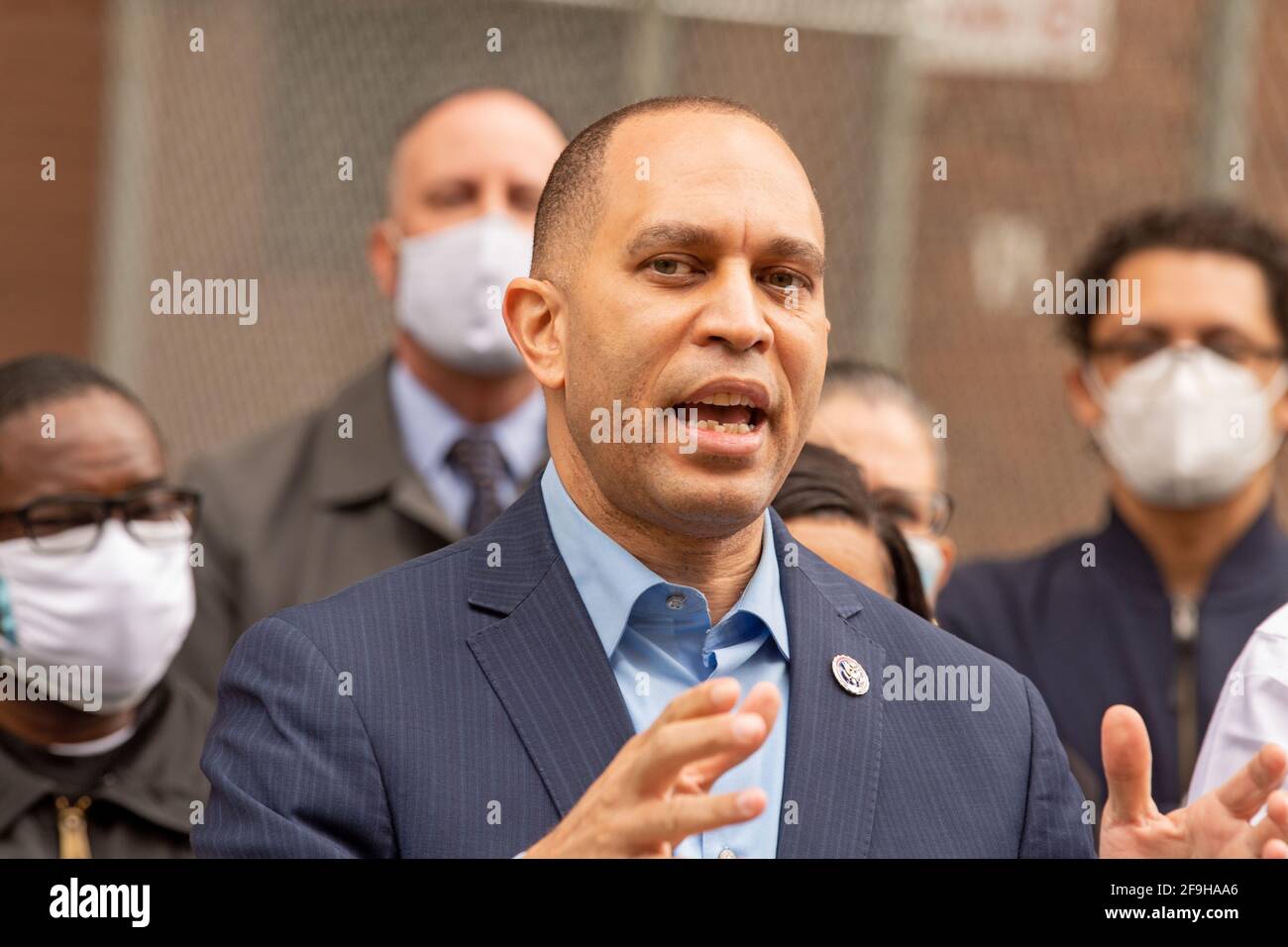 NEW YORK, NY – APRIL 18: Congressman Hakeem Jeffries (D-NY) speaks at a ...