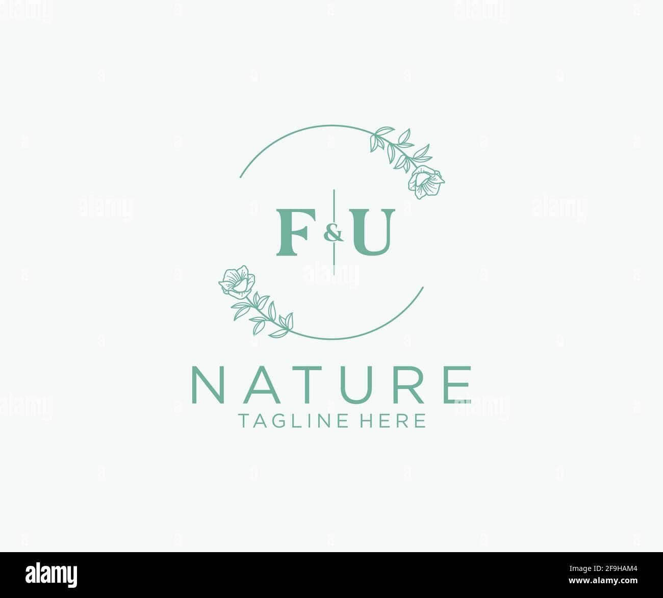 FU letters Botanical feminine logo template floral, editable premade ...