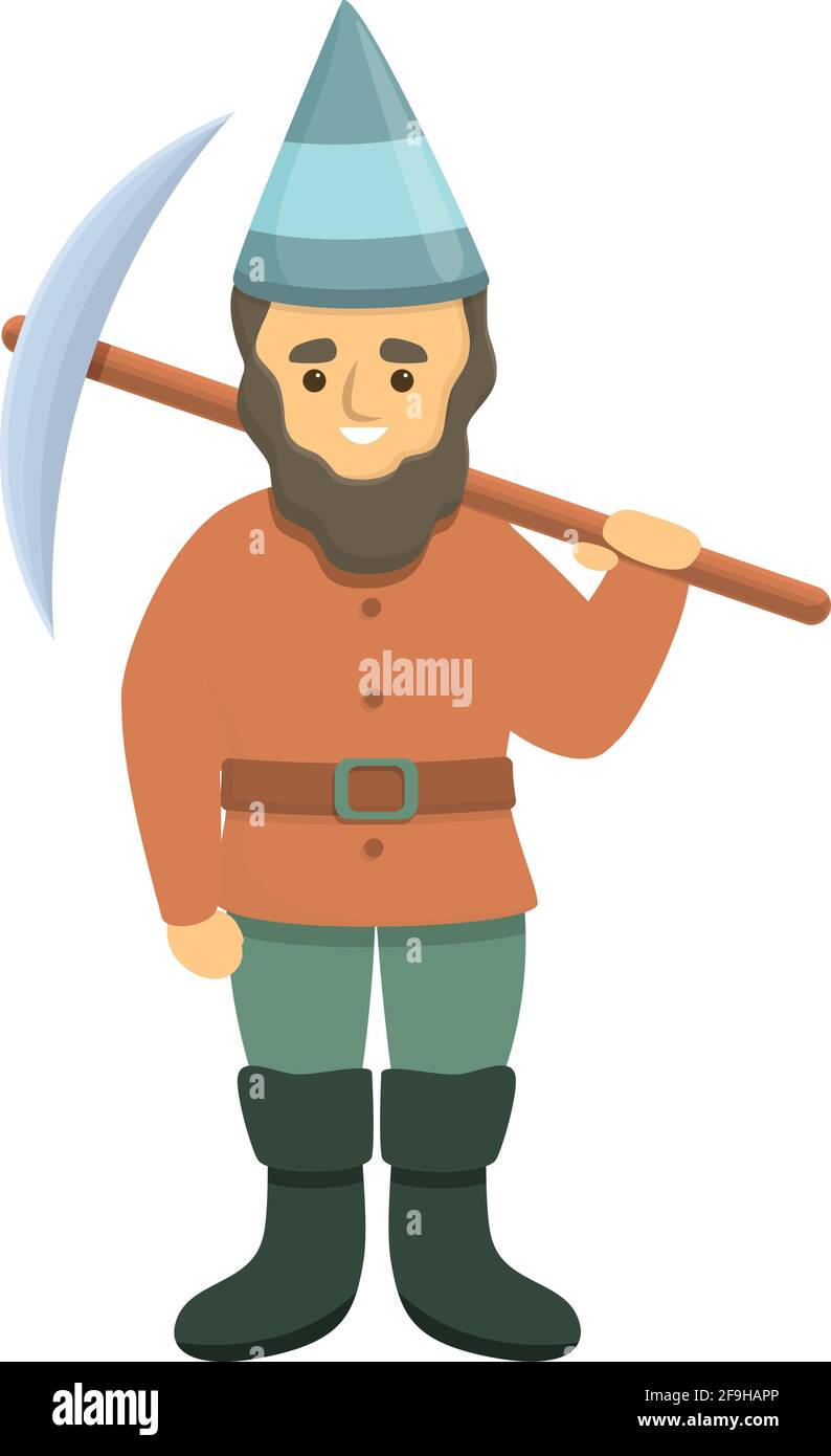 Garden gnome with pick axe icon. Cartoon of Garden gnome with pick axe ...