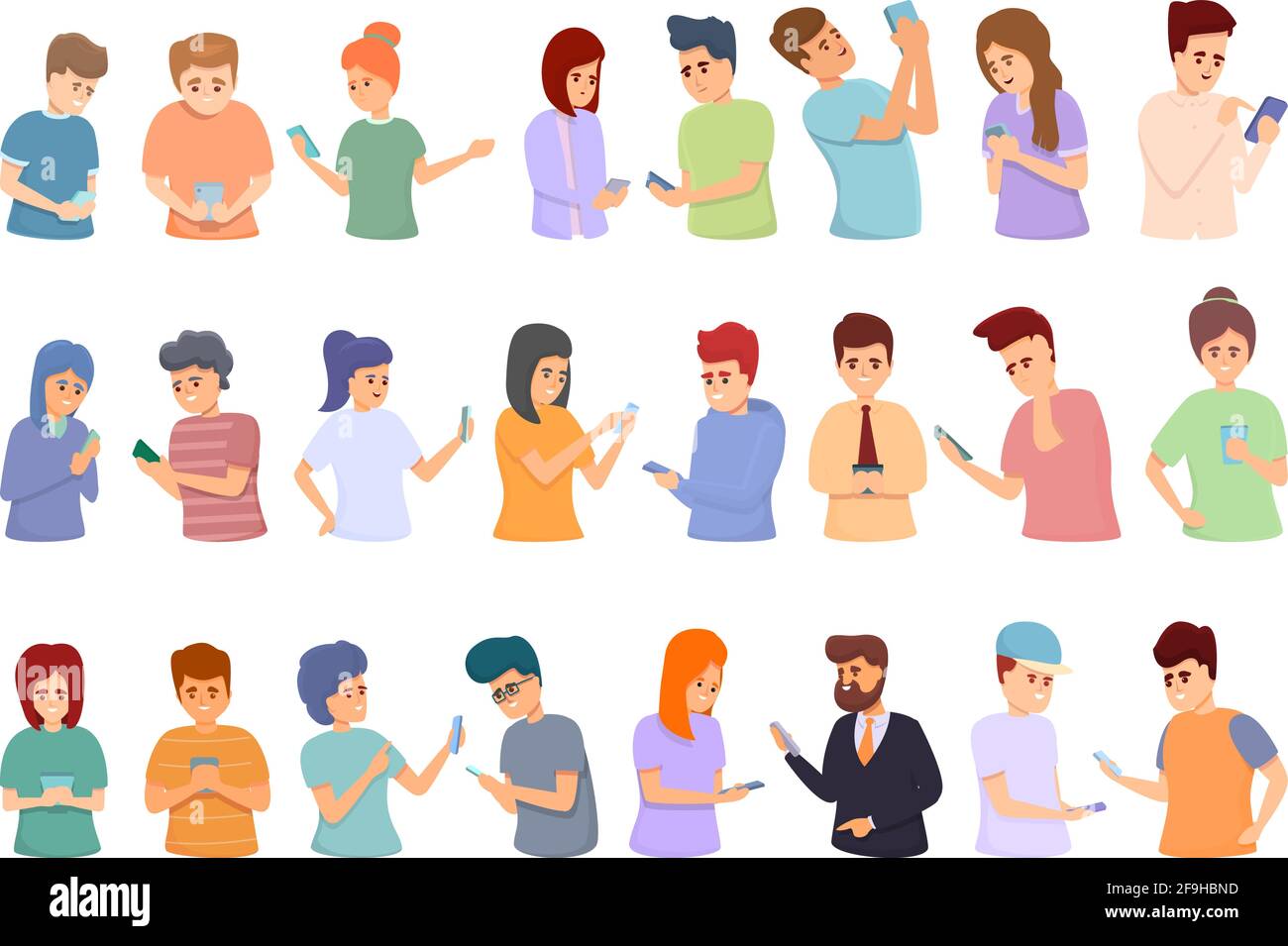 Messaging network icons set. Cartoon set of messaging network vector ...