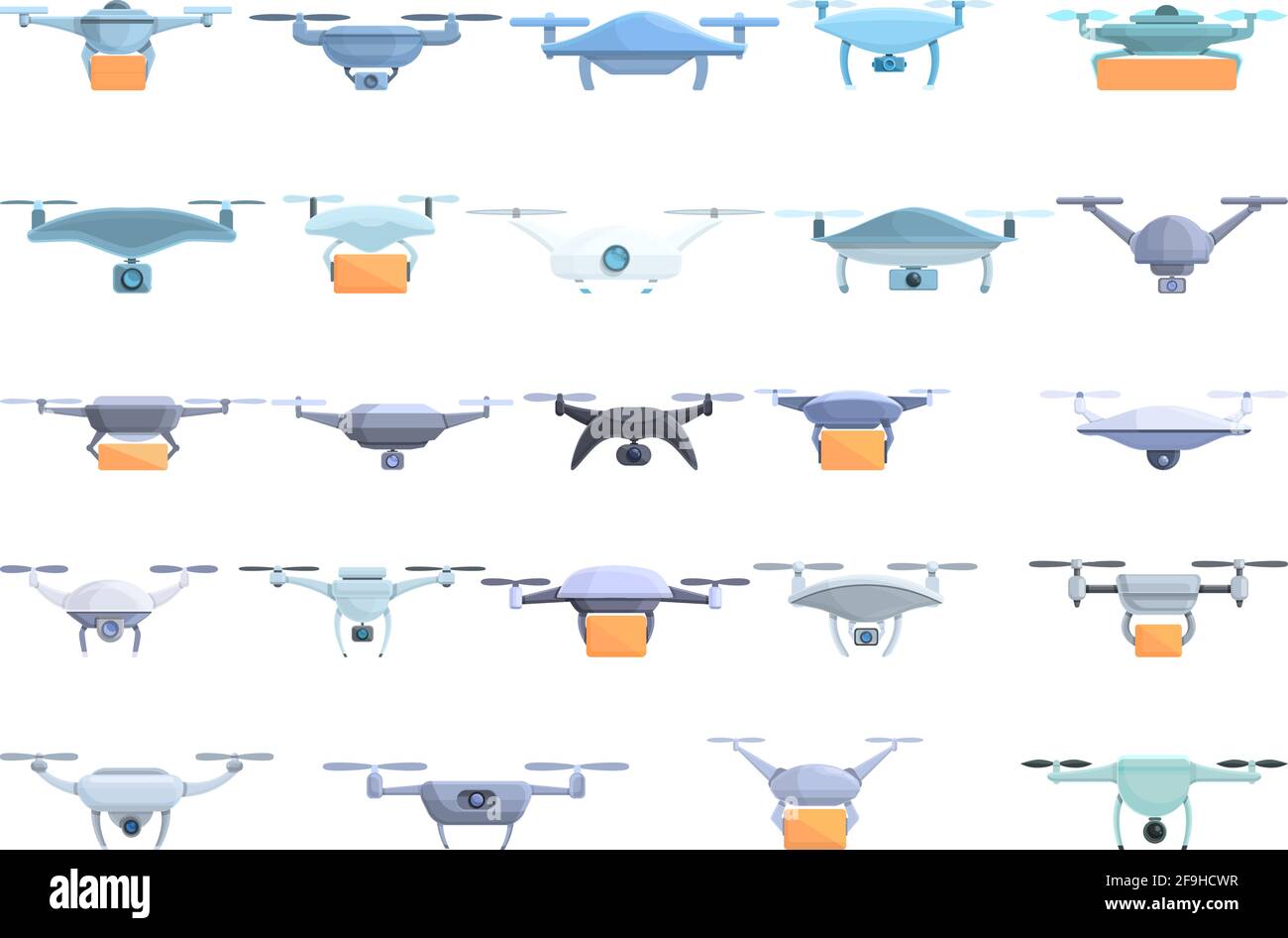 Drone technology icons set. Cartoon set of drone technology vector ...