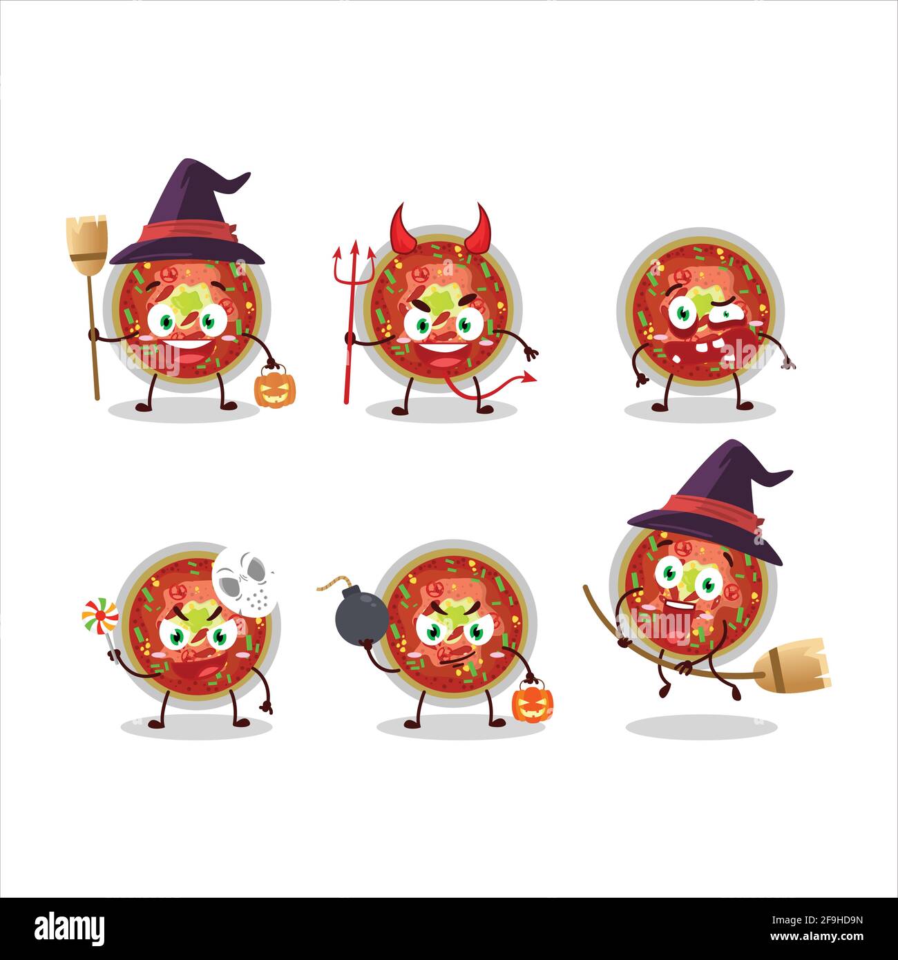 Halloween expression emoticons with cartoon character of bowl of chili ...