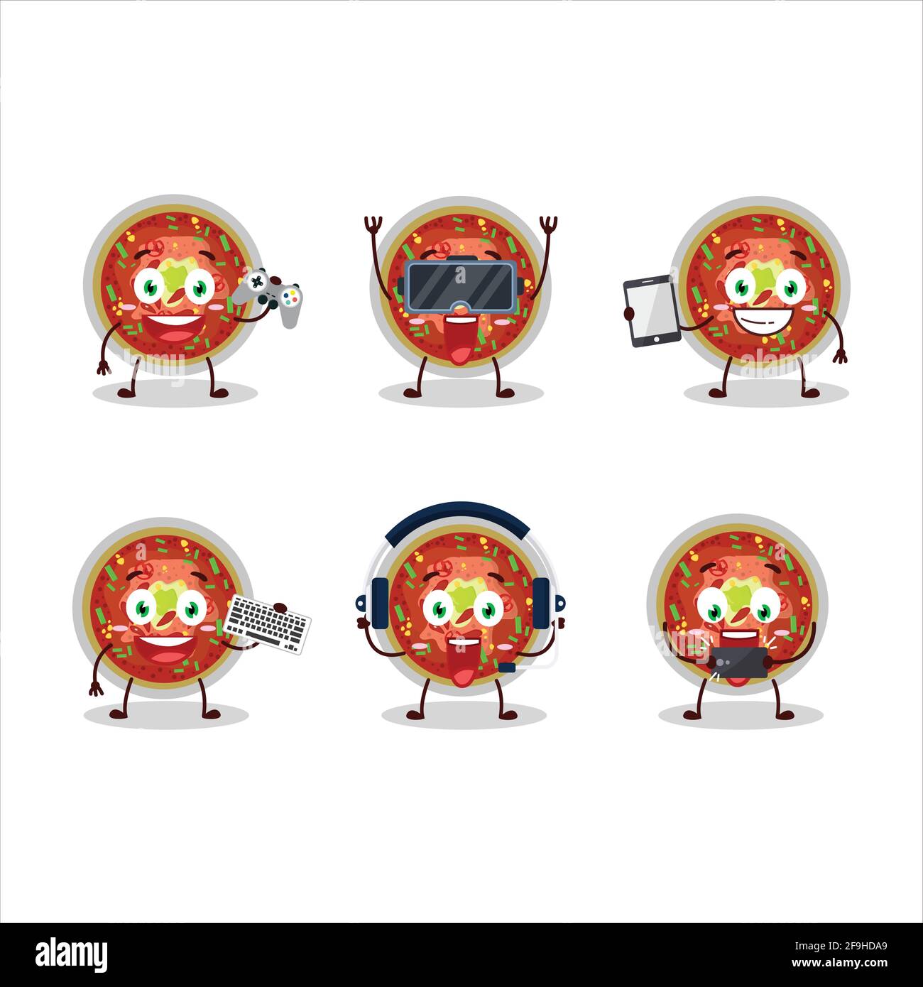 Bowl of chili cartoon character are playing games with various cute ...