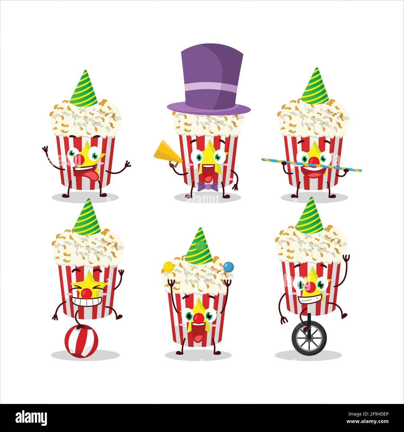 Cartoon character of pop corn with various circus shows. Vector ...