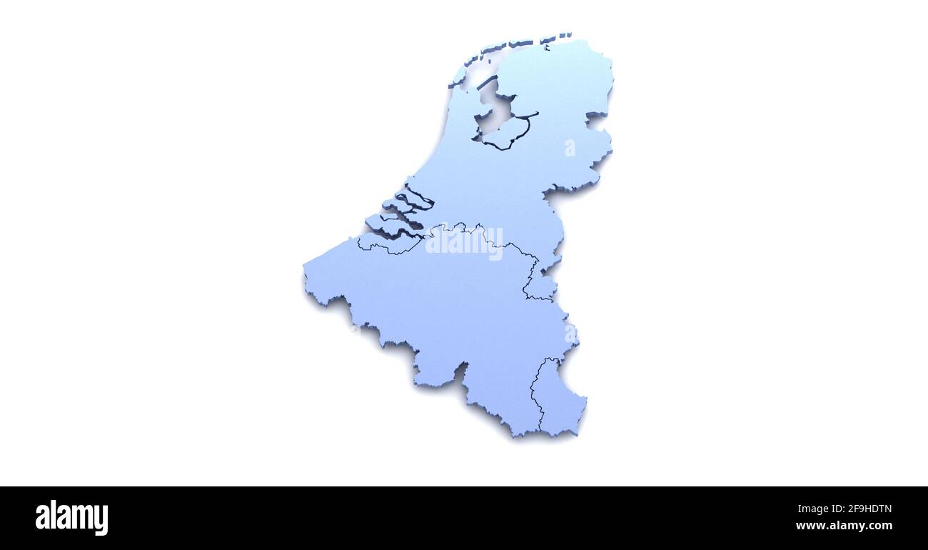 Benelux union. Benelux countries map and flag 3D illustrations on a ...
