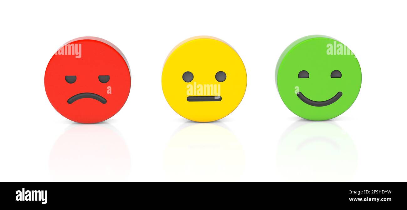 Feedback. Positive, neutral, negative feedback. A face with a smile ...