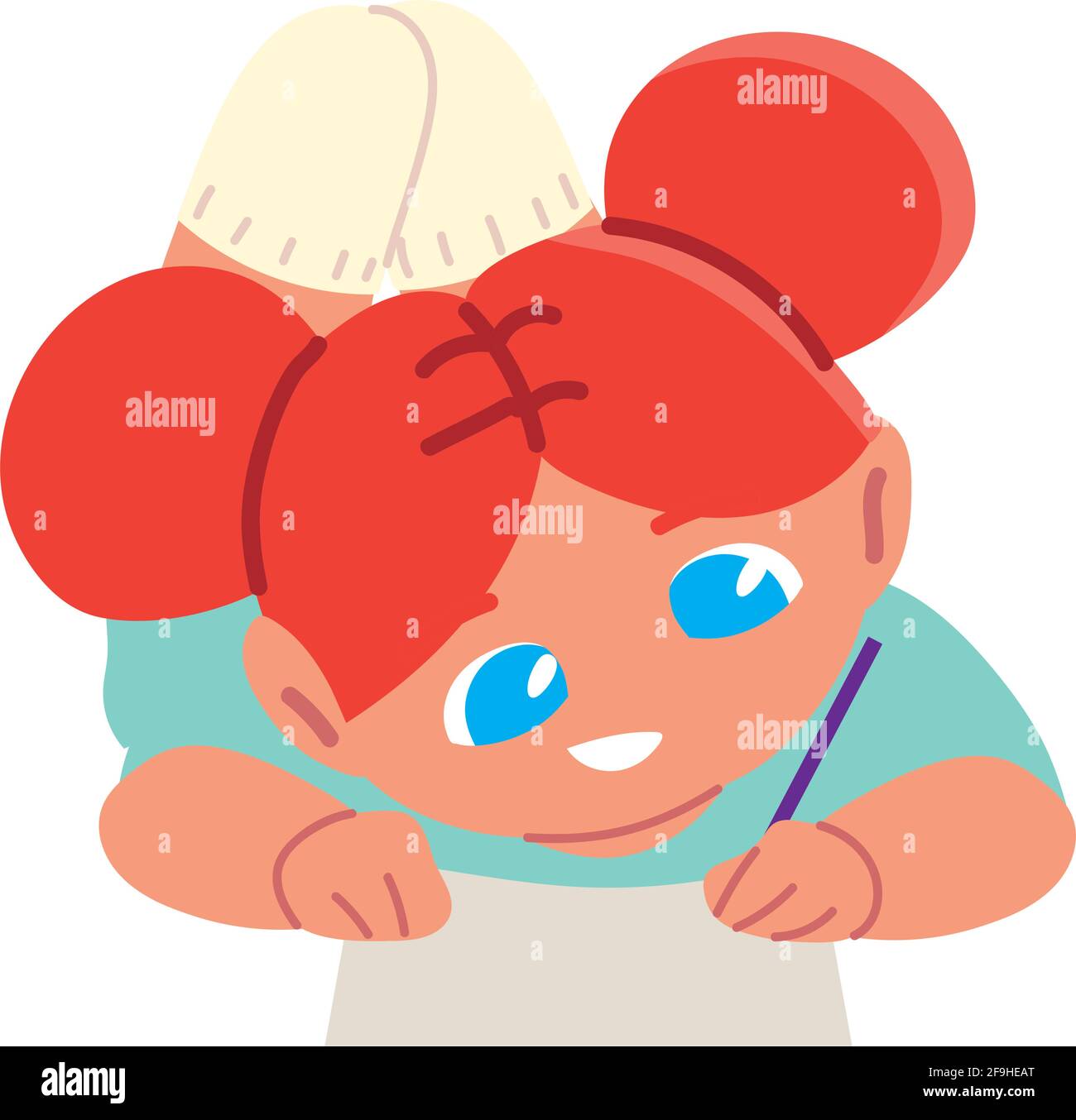 cute girl writting Stock Vector Image & Art - Alamy
