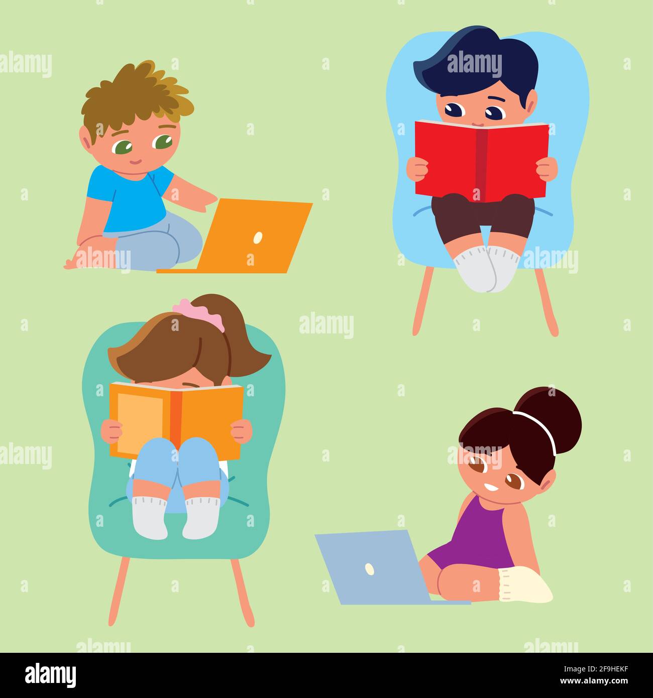 little kids studying Stock Vector Image & Art - Alamy
