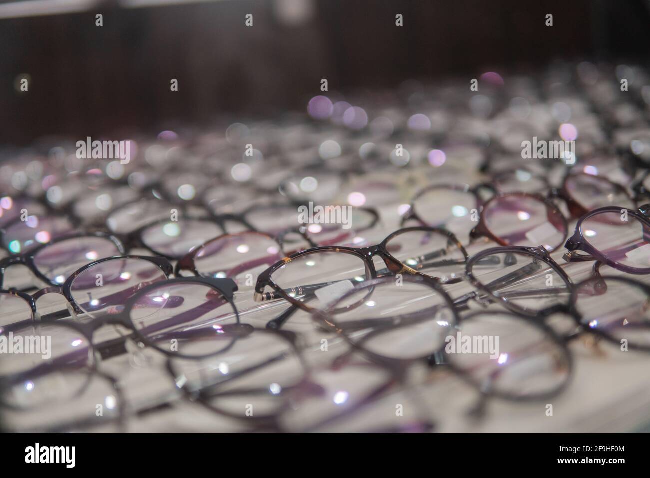 a set of glasses on a special eyeglass shelf Stock Photo - Alamy
