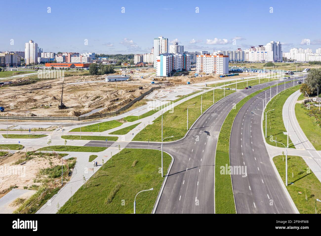 construction of new apartment buildings and highway in new residential ...