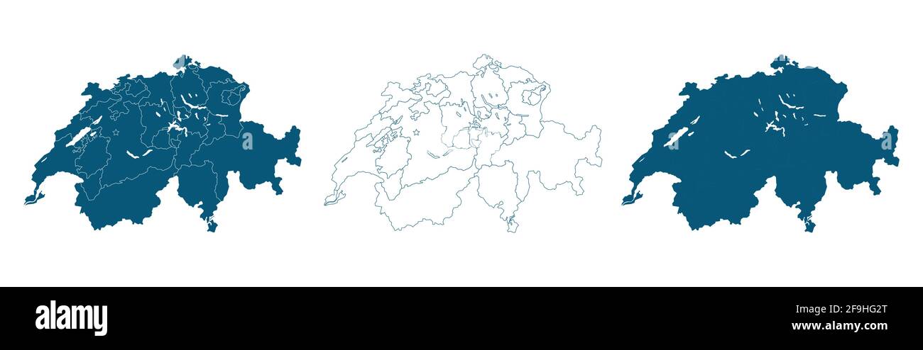 Switzerland Vector Map Regions Isolated on white Stock Vector Image ...