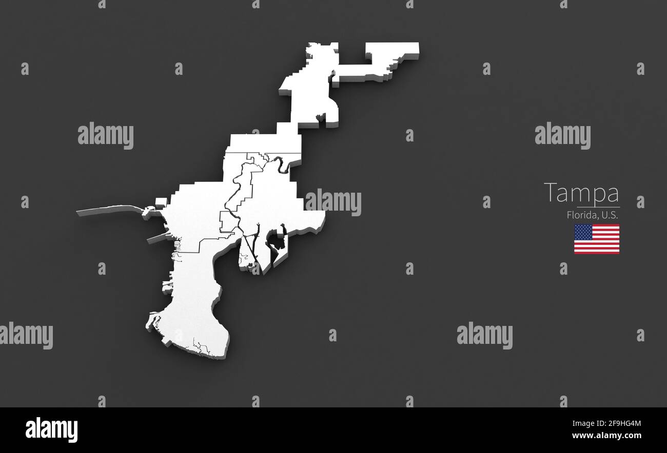 Tempa City Map. 3D Map Series of Cities in U.S Stock Photo - Alamy