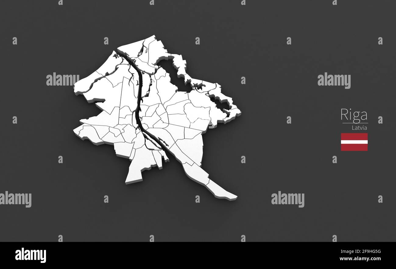 Riga City Map. 3D Map Series of Cities in latvia Stock Photo - Alamy