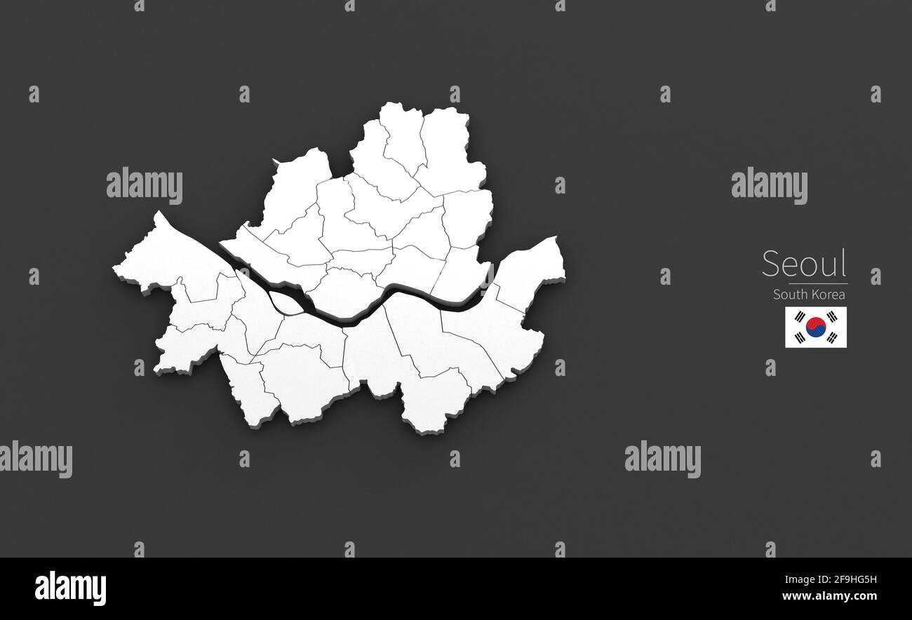 Seoul City Map. 3D Map Series of Cities in south korea Stock Photo - Alamy