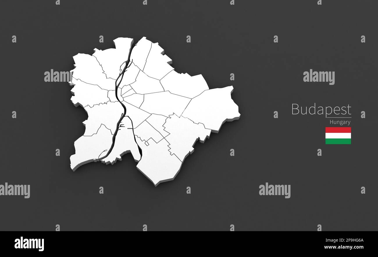 Budapest City Map. 3D Map Series of Cities in Hungary Stock Photo - Alamy