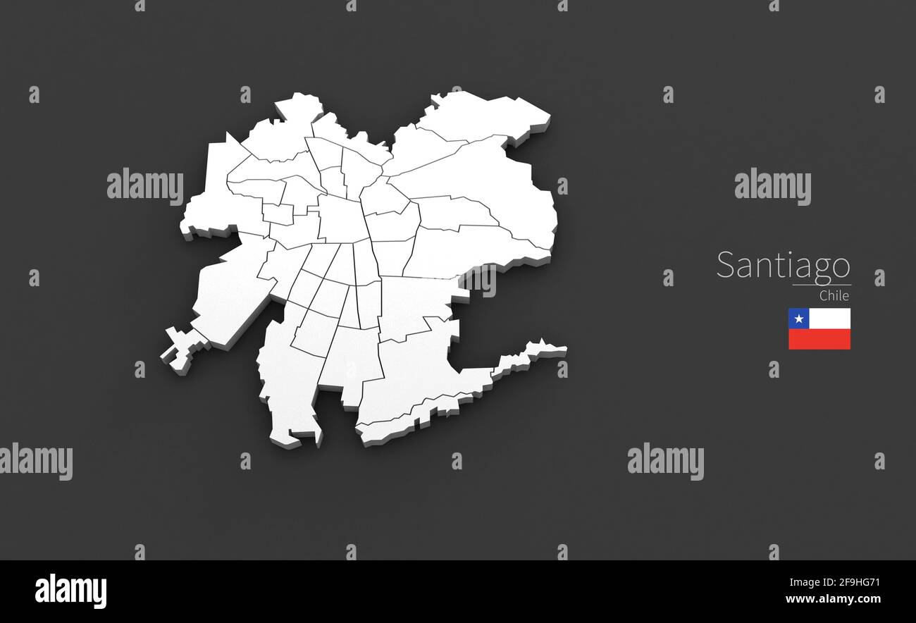 Santiago City Map. 3D Map Series of Cities in Chile Stock Photo - Alamy