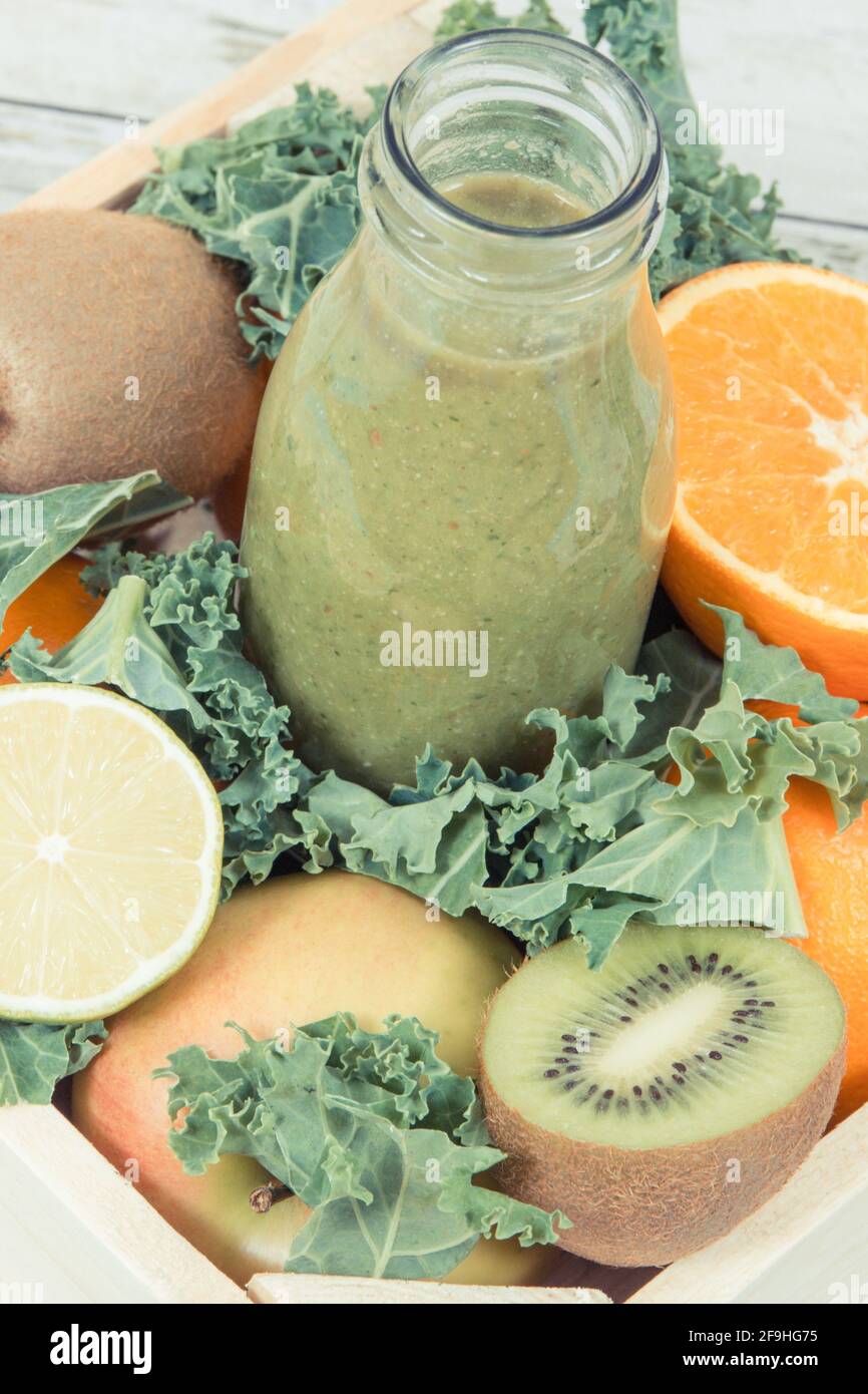 Healthy smoothie from fruits and vegetables containing natural vitamins ...