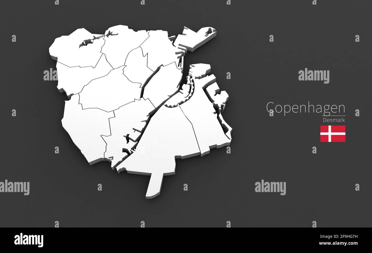 Copenhagen City Map. 3D Map Series of Cities in Denmark Stock Photo - Alamy