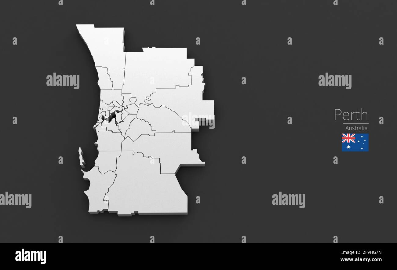 Perth City Map. 3D Map Series of Cities in Australia Stock Photo - Alamy