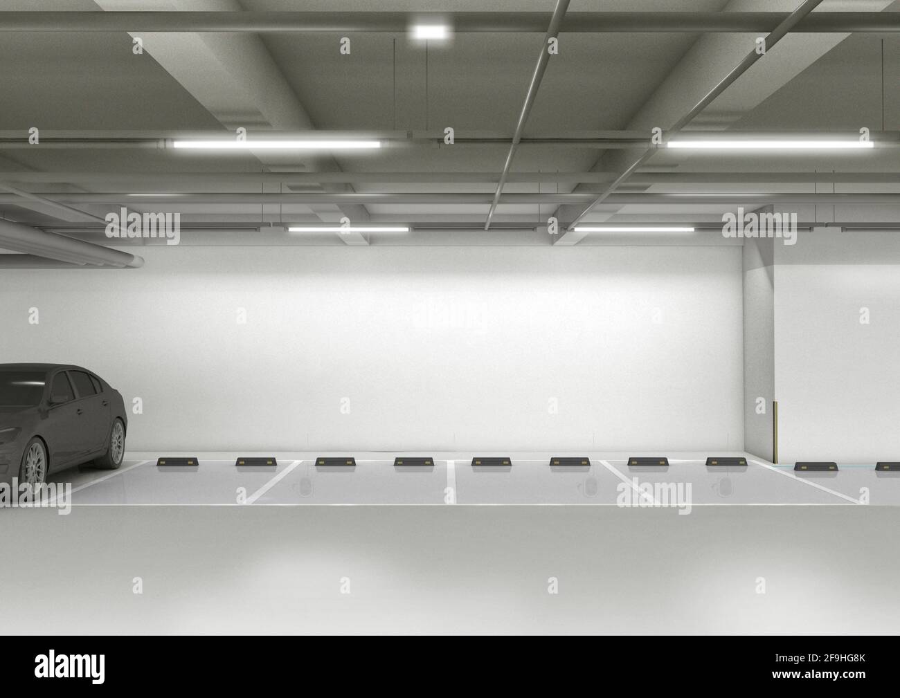 parking lot 3d render background. ev charger car parking area. car park ...