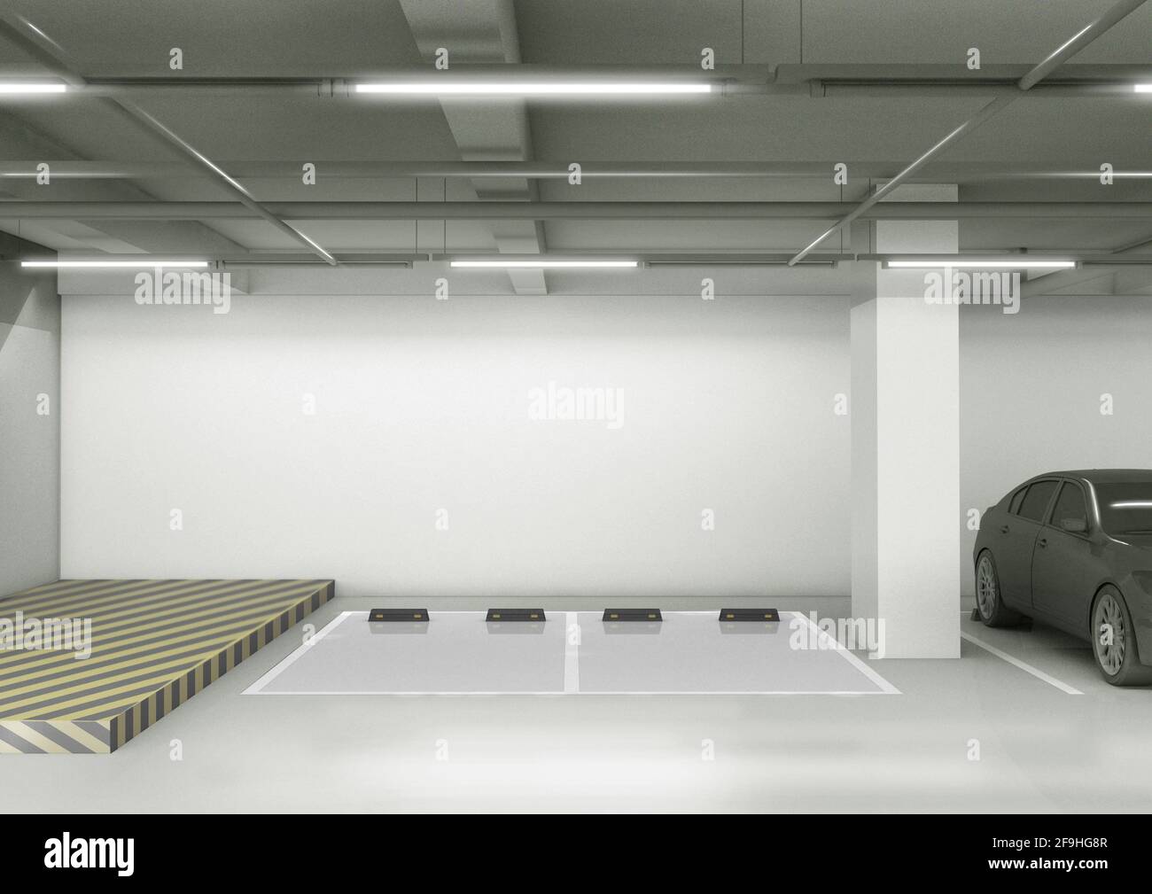 parking lot 3d render background. ev charger car parking area. car park ...