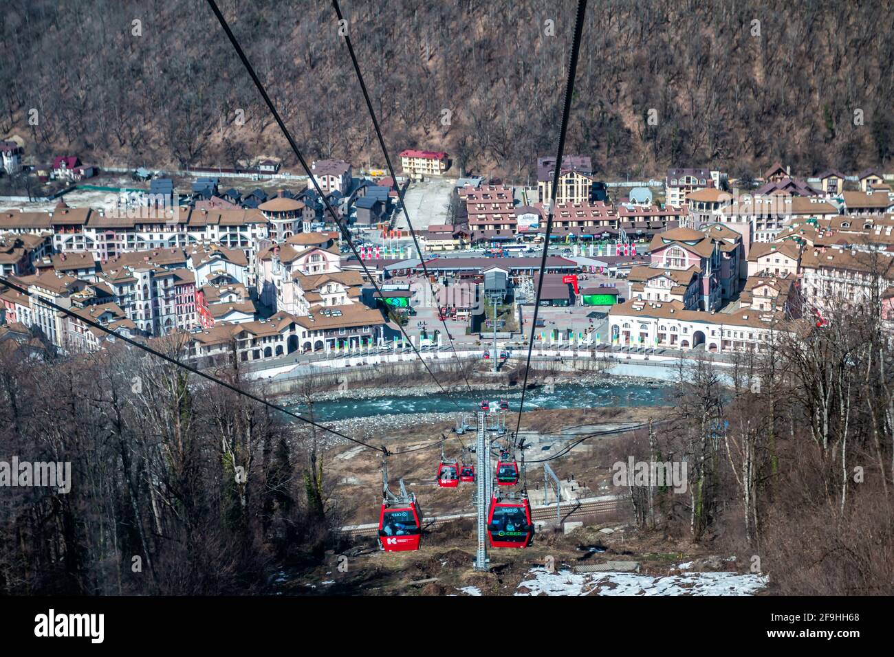 Sochi, Russia - March 31, 2021: Krasnaya Polyana Resort. View from ...