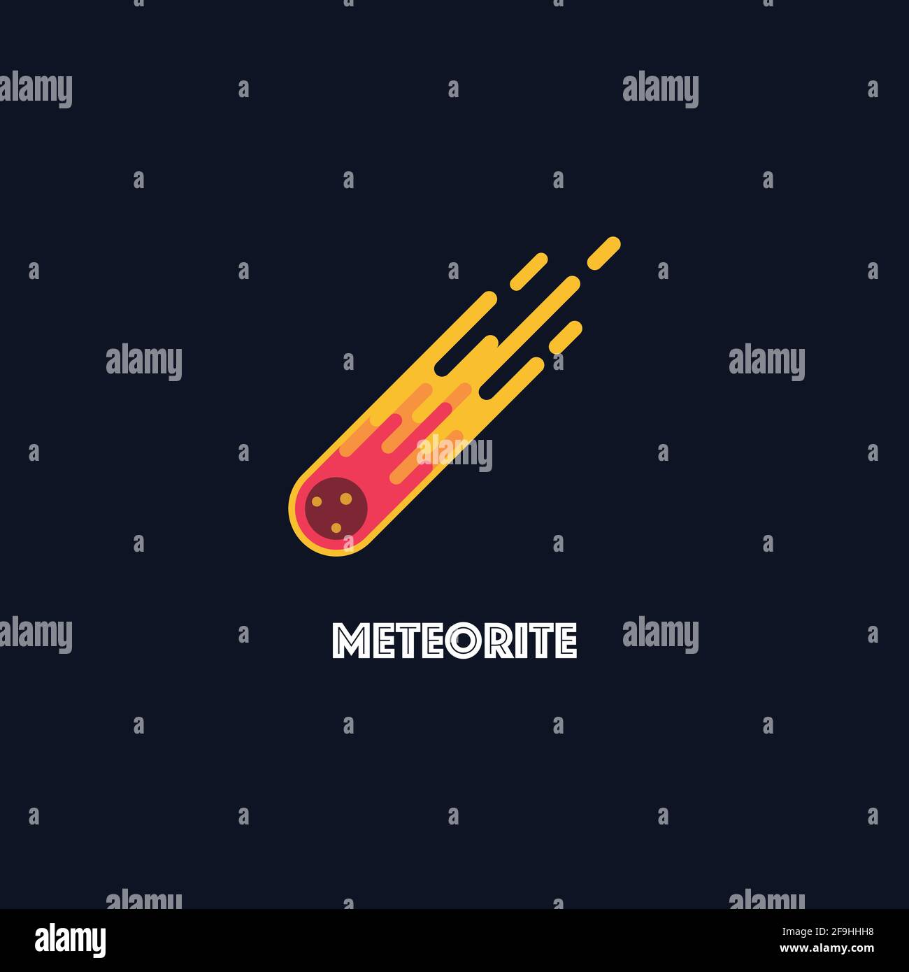 Meteorite logo on black background. Flat style vector illustration ...