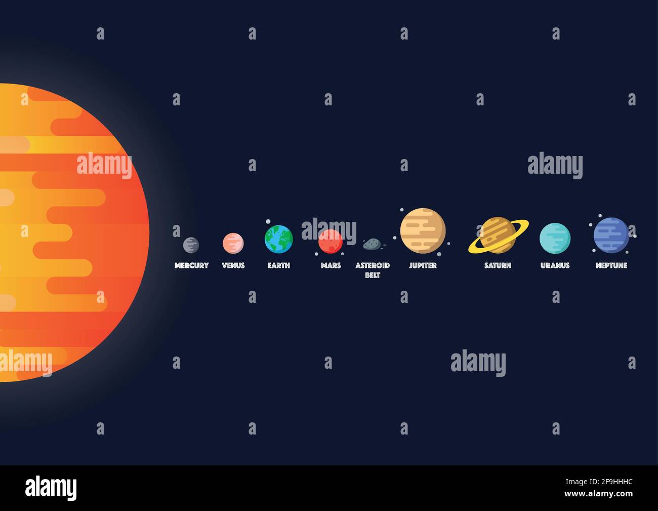 Set of star and planets on galaxy background. Solar system. Flat style ...
