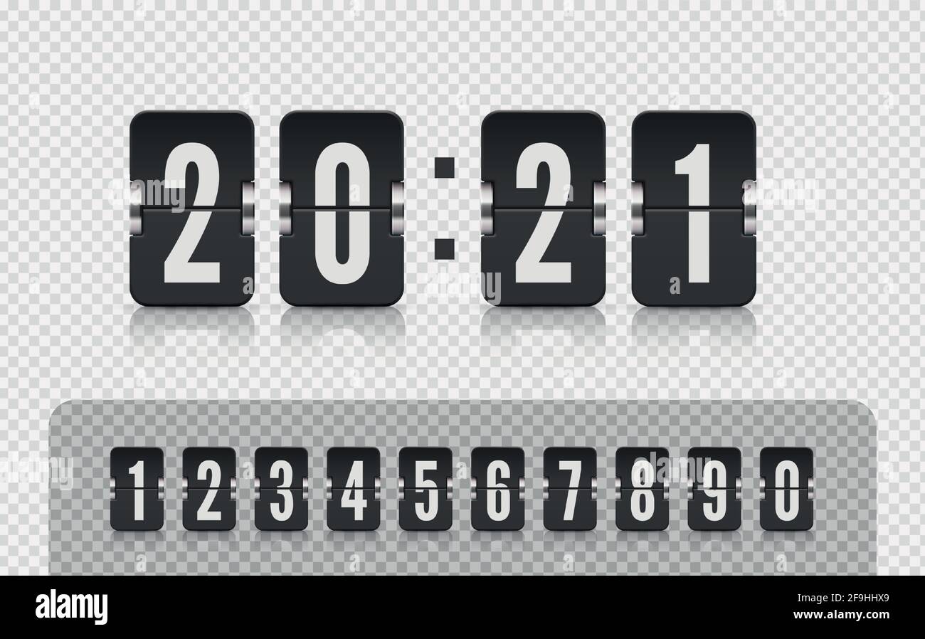 Scoreboard Number Font With Reflections Retro Design Score Board Clock