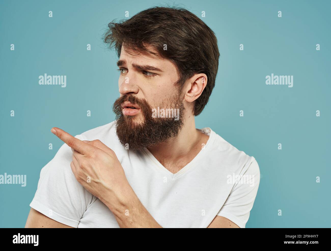 Portrait cropped view of male bushy beard brunette model Stock Photo ...