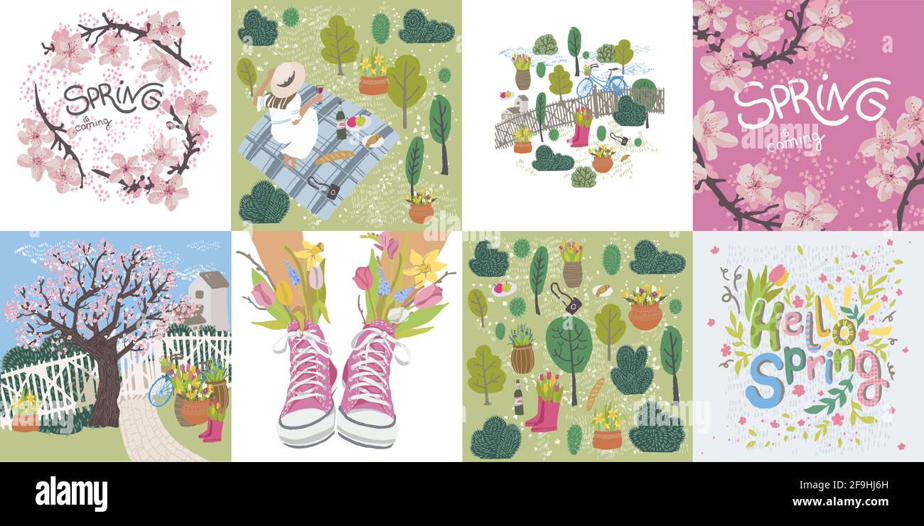 March and spring seasonal blooming and blossom Stock Vector Image & Art ...