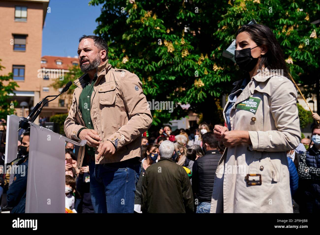 Rocio Monasterio and Santiago Abascal during the Vox party Rally at ...
